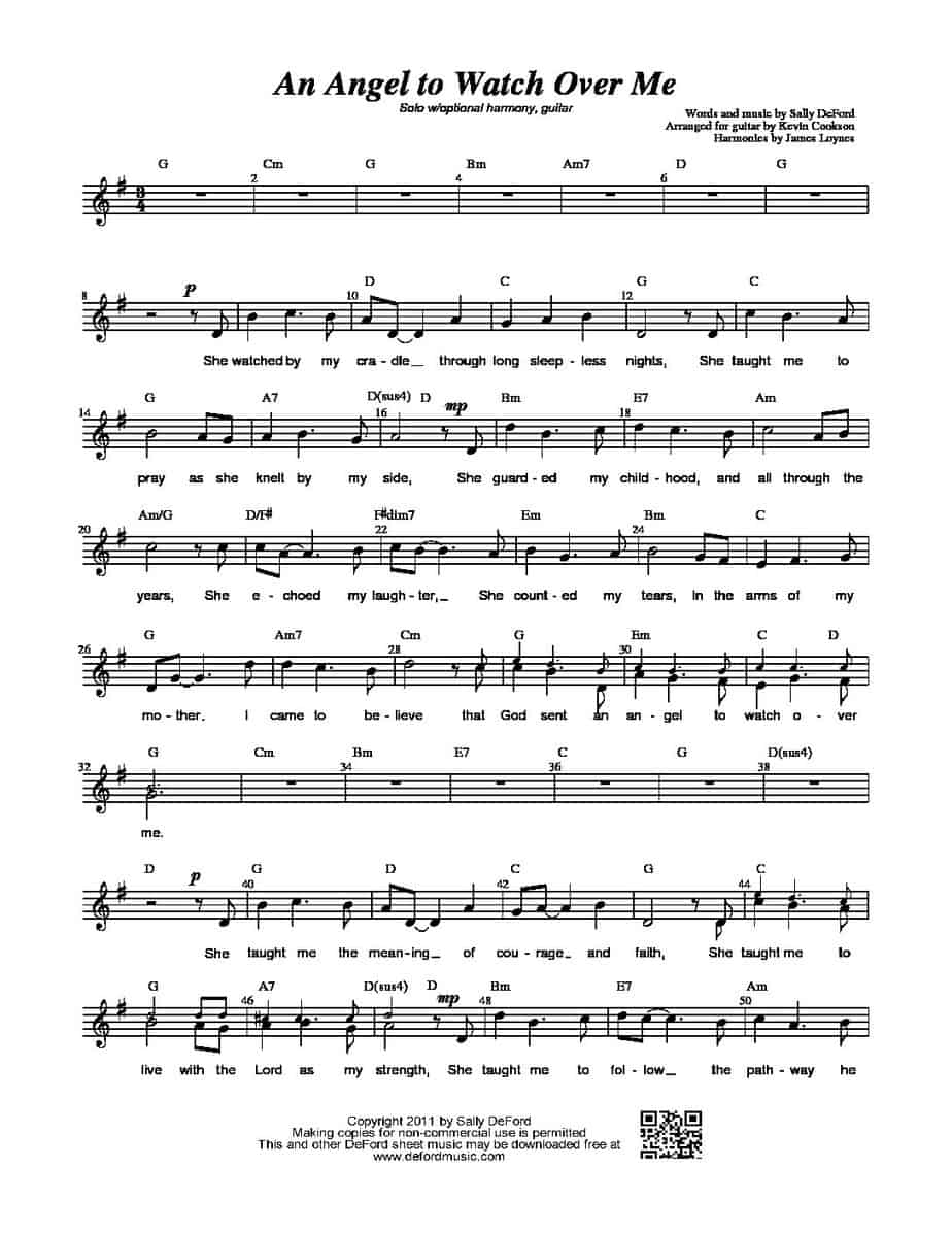 Solo 3: An Angel to Watch Over Me – with optional harmony and Guitar ...