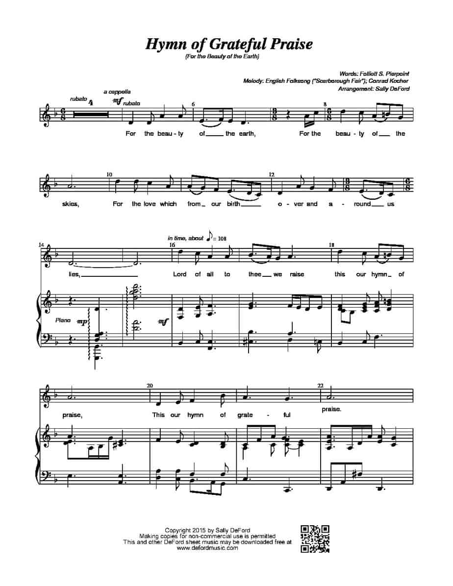Solo: Hymn of Grateful Praise | Sally DeFord Music