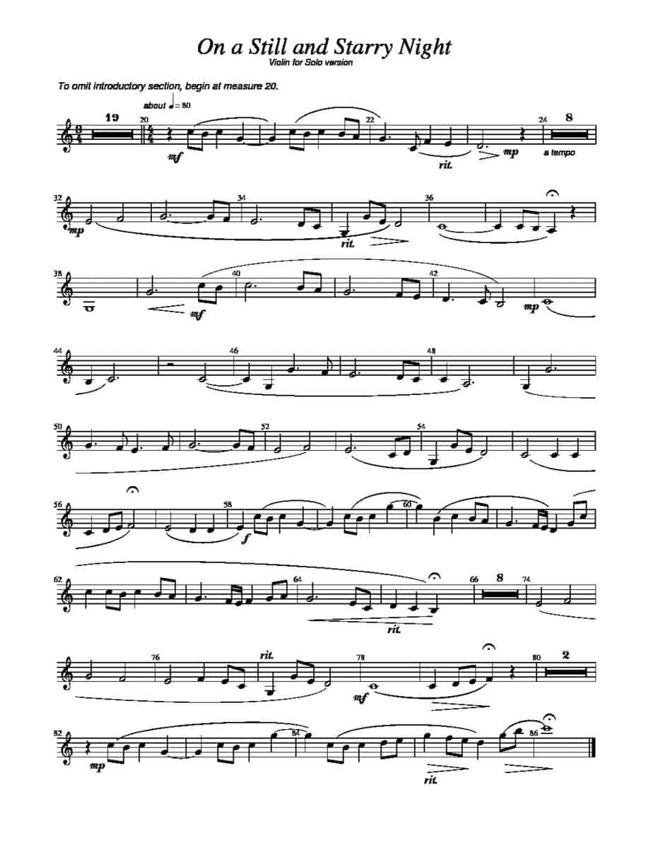 Solo: On a Still and Starry Night – Violin obbligato | Sally DeFord Music